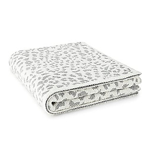 Crafted by Catherine Leopard Print Cozy Knit Throw Blanket 60" x 70" Inches, Soft Comfy Decorative Throw for Couch Bed Sofa Travel, Snow Leopard Ivory and Gray