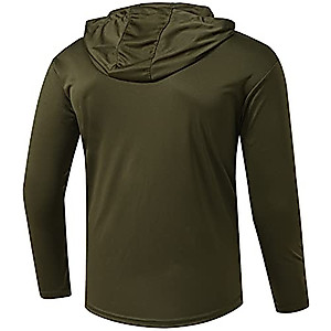 Satankud Mens UPF 50+ UV Sun Protection Hoodie Thumb Long Sleeve Fishing Shirt ArmyGreen XX-Large