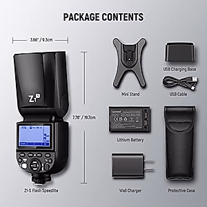 NEEWER Z1-S TTL Round Head Flash Speedlite for Sony Cameras, 76Ws 2.4G 1/8000s HSS, 10 Levels LED Modeling Lamp, 2600mAh Lithium Battery, 480 Full Power Shots, Recycle in 1.5s Flash