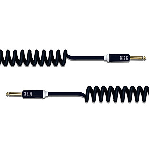 Aestivate Coiled Guitar Cable Electric Instrument Cable 10 ft Curly Instrument Cable Coil Guitar Cable Stretchable Straight to Straight Dual Straight Plugs (Black)