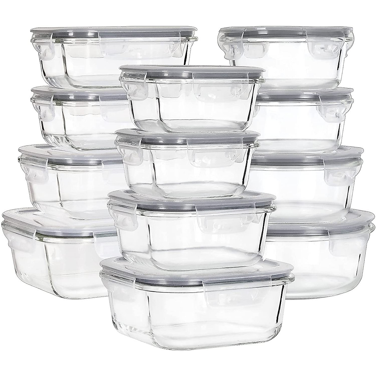 MUMUTOR Glass Food Storage Containers with Lids, [24 Piece] Glass Meal Prep Containers, Airtight Glass Bento Boxes, BPA Free & Leak Proof (12 lids & 12 Containers)