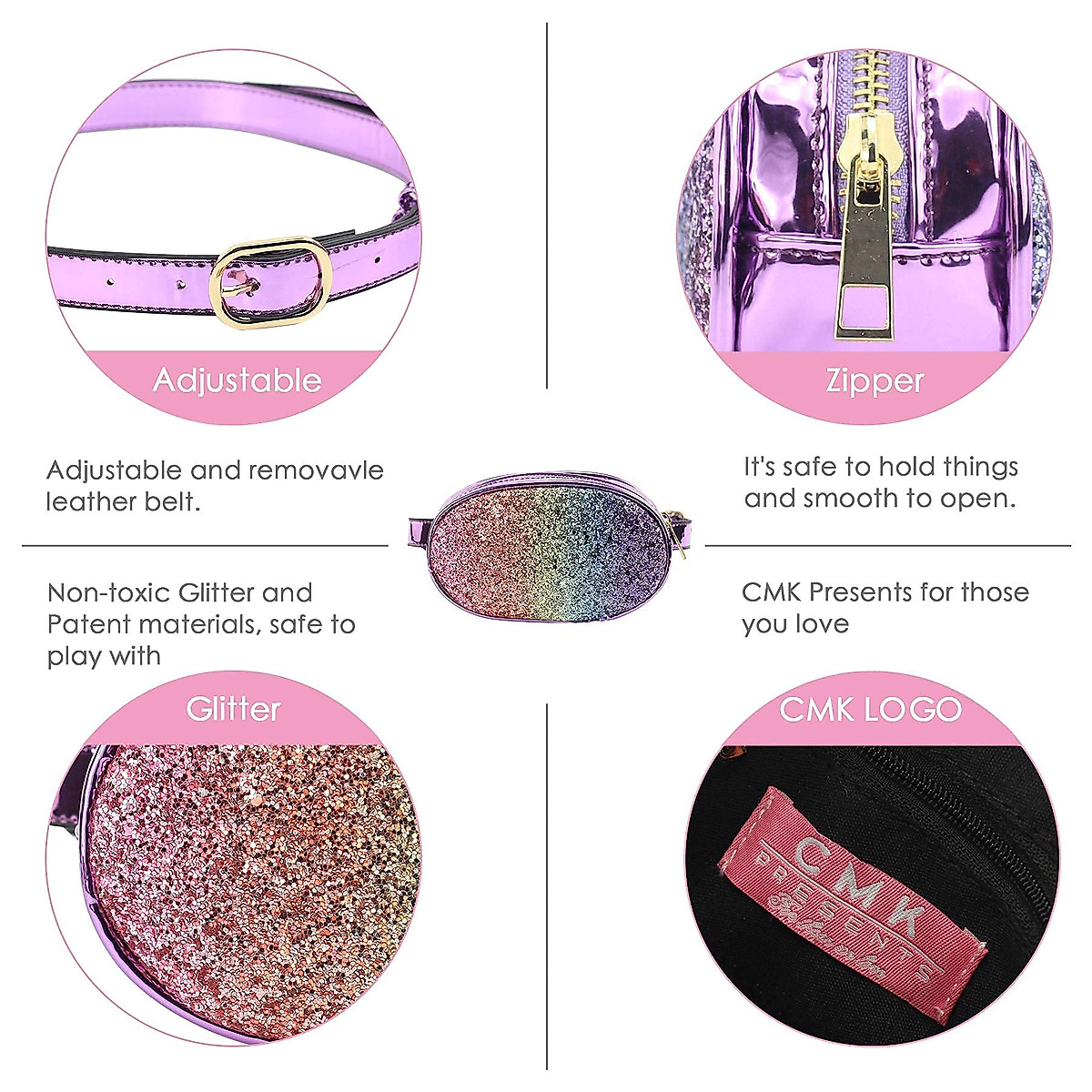 mibasies Kids Fanny Pack for Girls Toddler Waist Bags with Belt