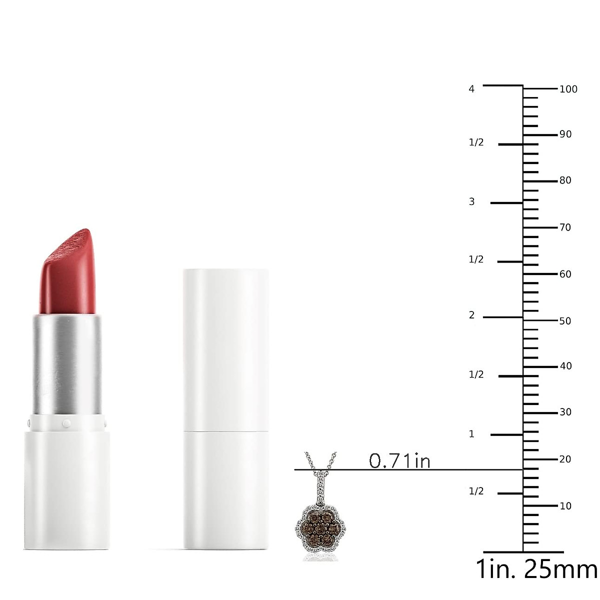 LE VIAN 5/8 Carat White and Chocolate Diamond Flower Pendant Necklace for Women in 14k White Gold (G-H/Fancy Brown, VS2-SI2, cttw) on 18 Inch Chain with Lobster Claw Clasp