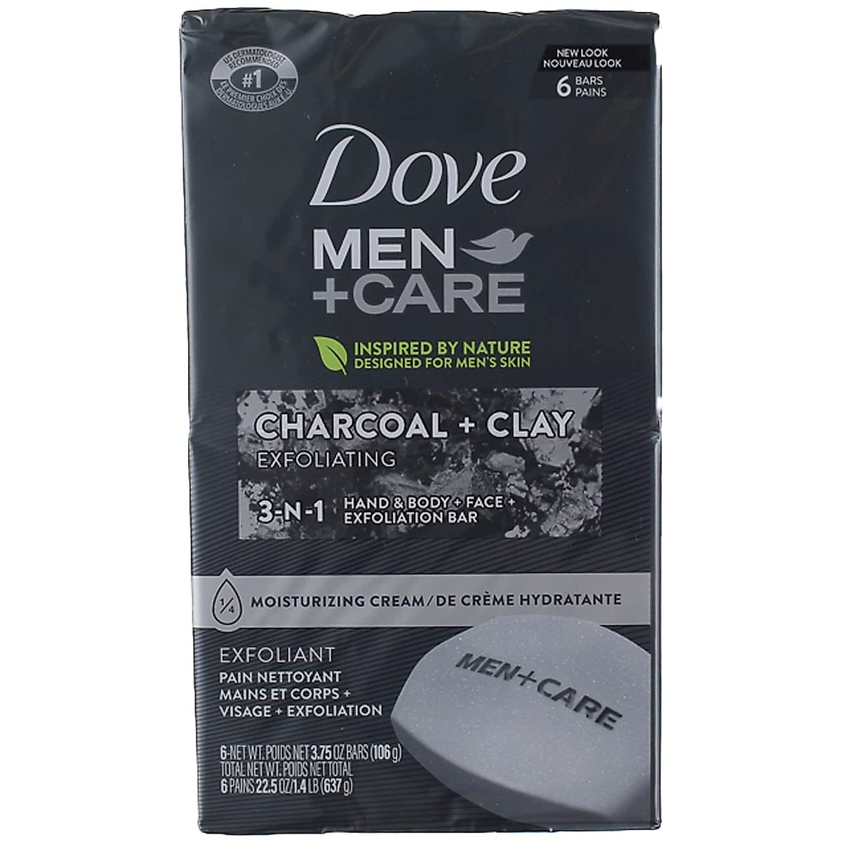 Dove Men+Care Elements Body and Face Bar Charcoal + Clay 4 oz 6 Bars