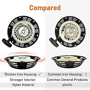 LUSQI Recoil Starter for Honda GX160 GX200 Lawn Mower Engines Motor, Pull Start Assembly for Honda 196cc 212cc 6.5HP 7HP OHV Generator Engine,Black Pull Starter for Honda Parts