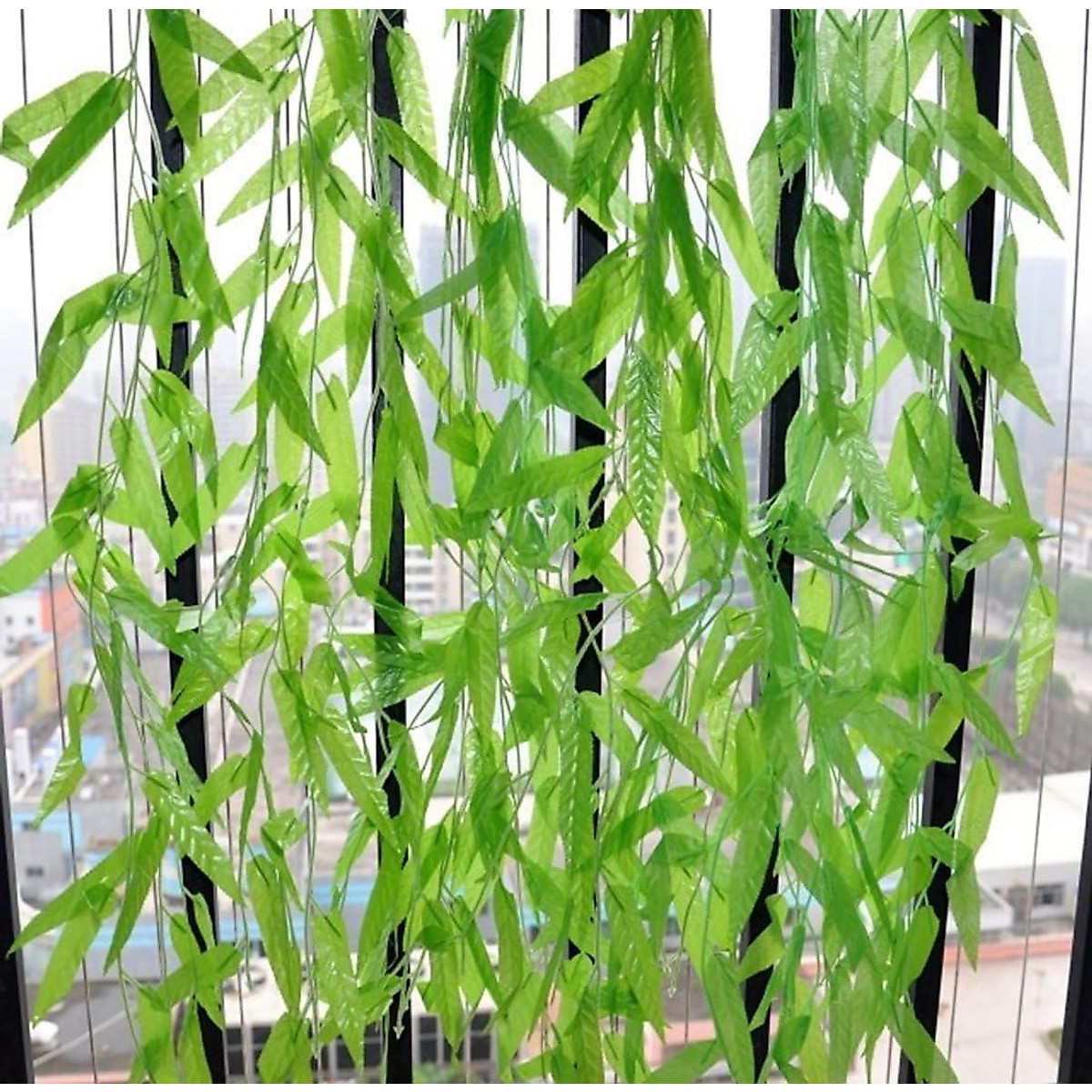 Artfen Fake Green Willow Rattan 71 Inch 10 Pcs Artificial Green Bamboo Leaves Artificial Greenery Lvy Vine Leaves Artificial Flower Garland for Home Hotel Office Wedding Party Garden Decor