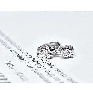 Elensan Sterling Silver Earrings for Women Fashion Cartilage Huggie Hoop Charms Mouse Earrings with CZ Hypoallergenic Jewelry Birthday Gift for Women (White, Huggie Hoop)