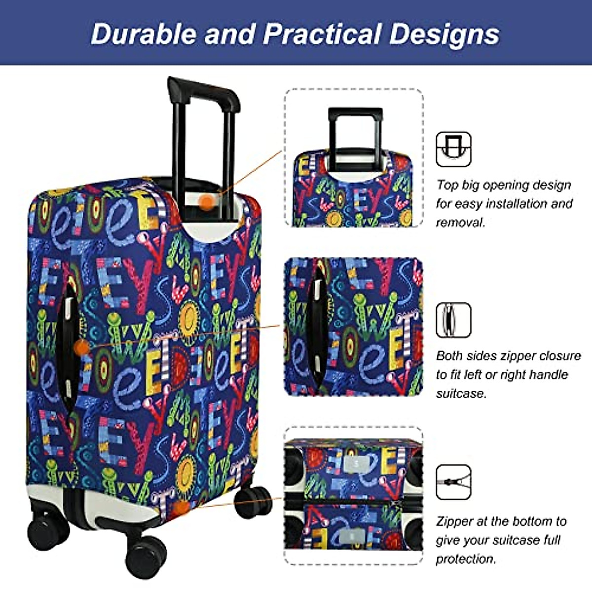 MININOVA Travel Luggage Cover Suitcase Protector Fits 27-30 Inch Luggage, Alphabet L