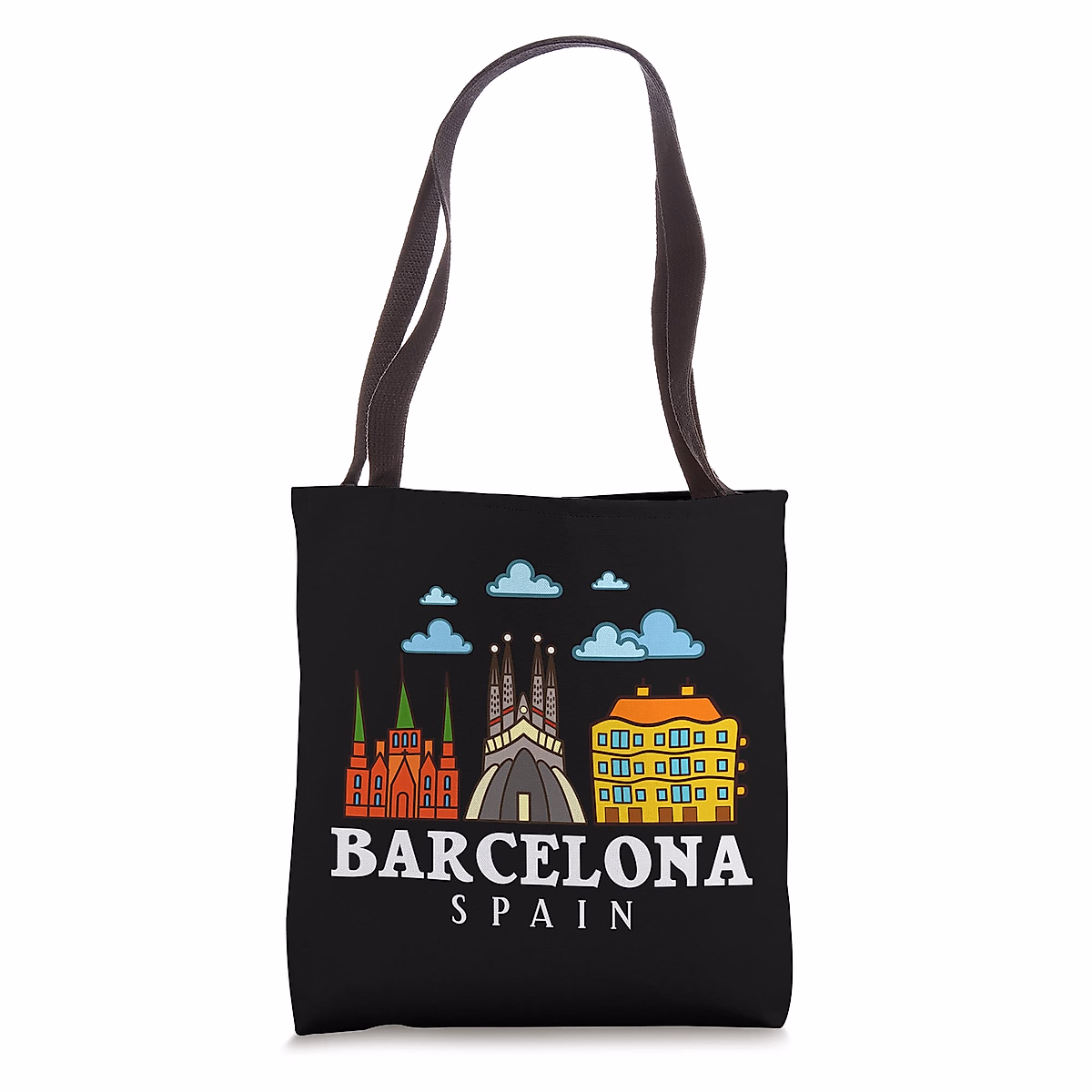 Barcelona Spain City Skyline Map Travel Tote Bag