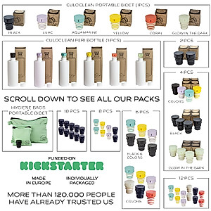 CuloClean Portable Bidet for Toilet, Travel, or Camping. Compatible with Every Bottle. Discreet, Sanitary or Travel Shower. Attachable Stopper. Backcountry Bidet Nozzle (4pcs Black)