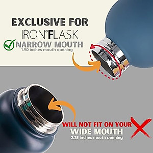 IRON °FLASK Spout Lid 2.0 for Narrow Mouth, Insulated Sports Water Bottles, Canteen Standard, Chug Lid, BPA Free 2 Lids (Midnight Black)