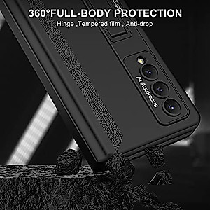 DOOTOO for Samsung Galaxy Z Fold 4 Case Magnetic Hinge Protection Built-in S Pen Holder with Front Glass Kickstand All-Inclusive PC Shockproof Case for Samsung Z Fold 4 5G 2022 (Black)