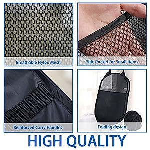 3 Pack Mesh Pop-Up Laundry Hamper, Large Dirty Clothes Baskets w Handles & Side Pocket, Collapsible Washing Laundry Basket, Portable Hamper Bag for Storage Travel (Black)