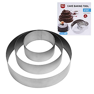 MEICHU Round Cake Ring 3 Pack, 4 to 7.8 Inch Stainless Steel Mousse Cake Mold Ring for Kitchen DIY Pastry