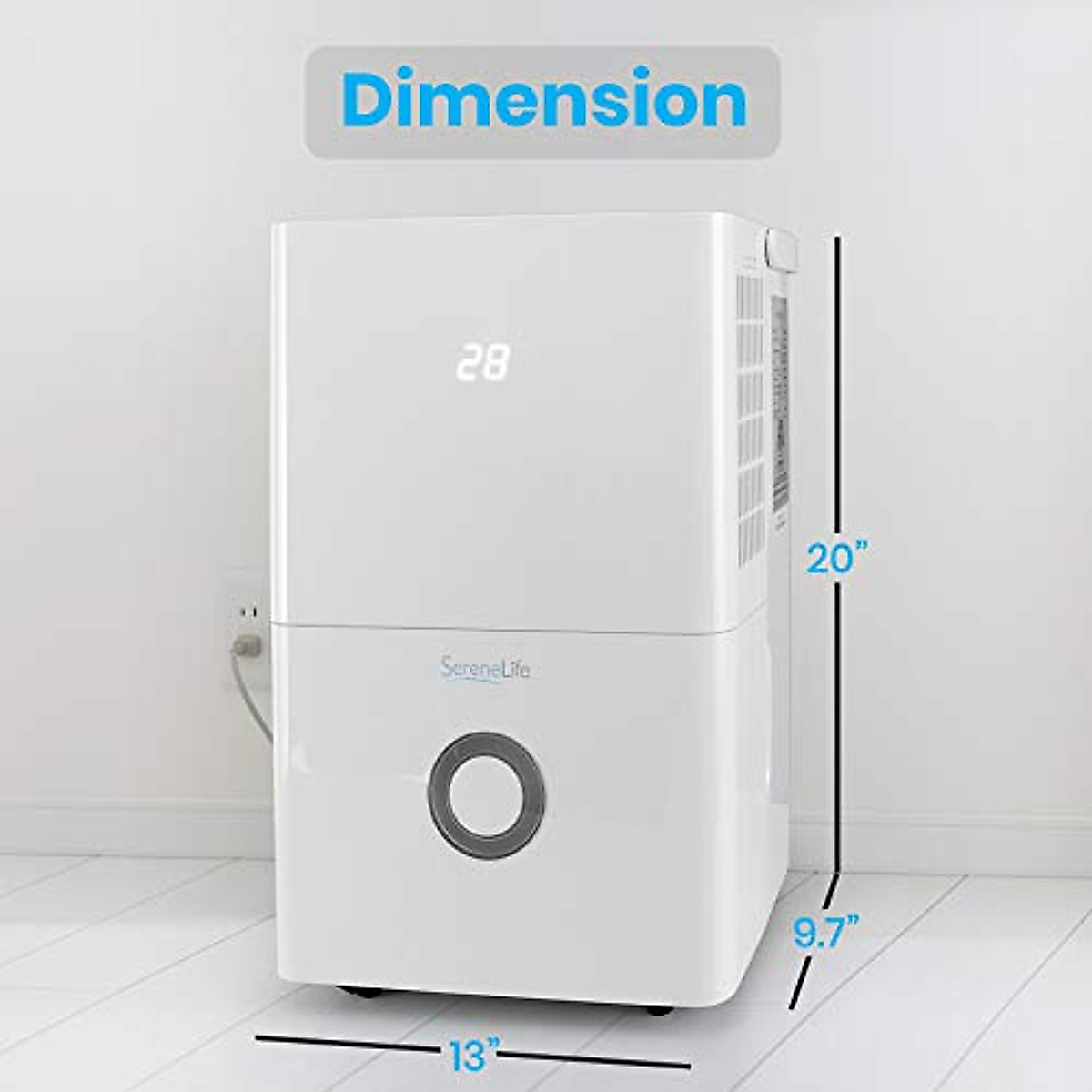 SereneLife 50-Pint Electric Home Compact Dehumidifier - 3000 Square Feet Quiet Electric Dehumidifiers For Home Closet Basement w/ 4L Water Tank Capacity, Removes Moisture - SereneLife SLDEHU50, White