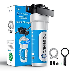 Wingsol Under Sink Water Filter, NSF/ANSI 53&42, Life Indicator, Reduce 99.99% Lead, PFAS, PFOA/PFOS, Odor, Sediment, Chlorine, Increase Water pH, 8K Gallons, Quick Change, Fit Well Water, USA Tech