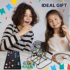 Bingo Game for Adults and Kids– Family Bingo Game Set with Bingo Cards, 150 Bingo Chips and Metal Bingo Cage – Perfect Board Game for Large Groups