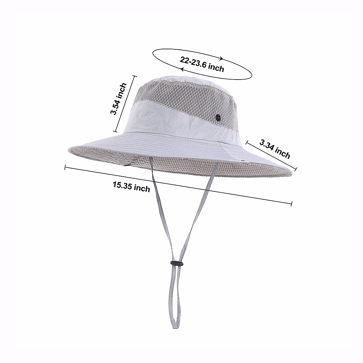 Koreshion Mens Womens Sun Hat Wide Brim Breathable Mesh UPF 50+ Bucket Hat Waterproof Fishing Hat Quick-drying Safari Hat Foldable Boonie Cap Outdoor Sun Protection Cap Light Gray