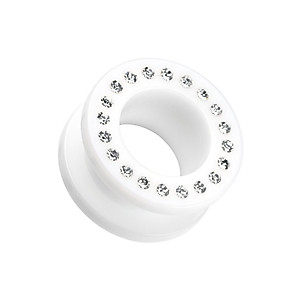 Covet Jewelry Gems Encircle Screw-Fit Ear Gauge Tunnel Plug (1/2" (12.5mm), White/Clear)