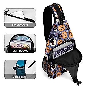 VSOFMY Sling Bag for Men Women Crossbody Sling Backpack Bag for Travel Hiking Daypack Chest Bag Halloween