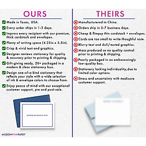 Personalized Stationary for Men or Women, Professional Personalized FOLDED Note Cards, Your Choice of Colors and Quantity