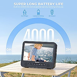 NAVISKAUTO 10.1'' Blu Ray Dual Screen DVD Player Portable with Rechargeable Battery Support 1080P Video, Dolby Audio, HDMI Out, Sync Screen, Last Memory, Region Free, USB/SD Card