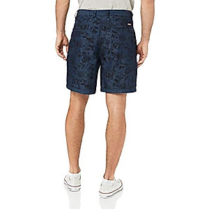 A|X Armani Exchange Men's Yarn Dyed All-Over Printed Cotton Twill Bermuda Short, Indigo pailsey, 30