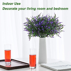 MCH 10Pcs Artificial Lavender Flowers Plants Faux Shrubs Plastic Plants for Home Outdoor Garden Porch Window Box Décor (Purple)