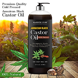 Majestic Pure Jamaican Black Castor Oil (16 oz) and Apple Cider Vinegar Shampoo & Coconut Avocado Conditioner Set (16 oz each) Bundle