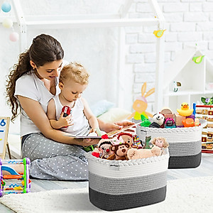 AivaToba 3 Pack Storage Basket: Toy Basket Cotton Rope Basket with Handles - Decorative Basket for Clothes, Blankets, Toys, Books（ 13.4” x 8” x 9” ）