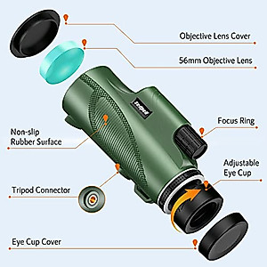 Sedpell 10x50 Monocular Telescope with Smartphone Adapter, Tripod, High Power Monoculars for Adults, HD Monocular Scope for Bird Watching, Hunting, Archery, Hiking, Concert