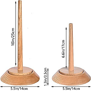 BarvA Big Wood Yarn Holder Set Advanced Metal Twirling Mechanism Lazy Susan Stand Ball Spindle Sewing Crocheting Tool Wool Cord Organizer Ribbon Storage Knitting Embroidery Thread Crochet Accessories