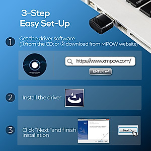 Wireless Adapter for PC,USB Wireless Adapter 5.0, Plug and Play Wireless Transmitter & Receiver Compatible with Win 7/8.1/10, for PC, Desktop, Laptop, Keyboard, Headset, Mouse, Printer