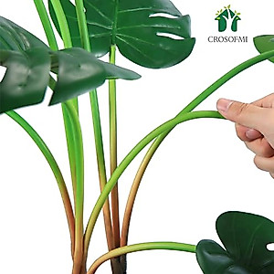 CROSOFMI Artificial Monstera Deliciosa Plant 37" Fake Tropical Palm Tree, Perfect Faux Swiss Cheese Plants in Pot for Indoor Outdoor House Home Office Garden Modern Decoration Housewarming Gift,2 Pack