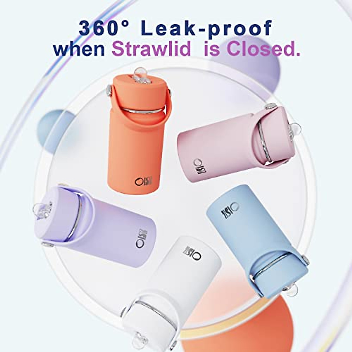 Oisiz Kids Water Bottle with Straw Lid 14oz, Vacuum Insulated 316 Stainless Steel Water Bottles for Kids for School, Leakproof Toddler Water Bottle, BPA Free and Keep Cold for 24 Hours, Cherry Blossom