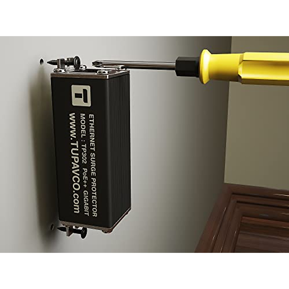 Ethernet Surge Protector (2 Pack) Gigabit PoE++ (154W/3.2A) Mounting Flange (Gas Discharge Tube) Metal Shielded RJ45 Lightning Suppressor LAN Network CAT5/CAT6 Thunder Arrestor 1000 Mbps Tupavco TP302