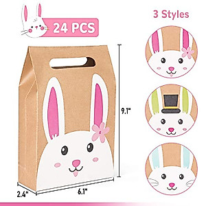 DECORLIFE 21PCS Easter Treat Bags, Easter Goodie Bags for Kids Eggs Hunt, Gift Bag with Handles, Paper Bags Bulk for Party Favors