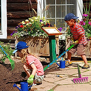 MTB Supply Kid’s Garden Tool Set with Child Safe Shovel, Rake, Hoe and Leaf Rake– 4 Piece Gardening Kit with Pink Head and Long Wood Handles…