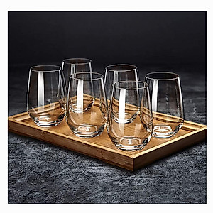 Ecentaur Water Glasses Set of 6 Highball Drink Glasses Juice Glasses Base Glassware for Wine Beer Whiskey Cocktails Beverage Drinking Tall Tumbler