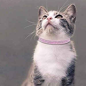 COZYROOM Breakaway Cat Collars with Bell, Adjustable Safe Pet Collar Velvet Kitty Collar for Cat Kitten Bling Rhinestone Girl Boy (1pcs) (Pink)