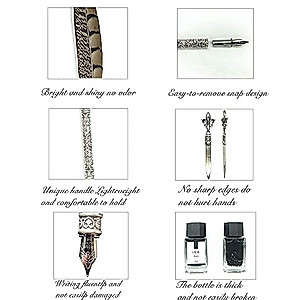 SCHOWE Antique Two-Color Feather Pen Quill Pen Dip Pen With Envelope Writing Paper Calligraphy Pen and Ink Set(pheasant)