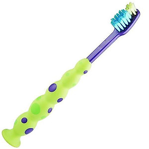gHTN 4 X Ball Polka Dot Toothbrush Set Suction Cup Stand Soft Bristles Kids Oral Care