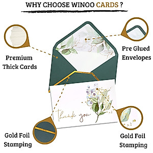 Heavy Duty Thank You Cards with Envelopes - 36 PK Gold Notes 4x6 Inches Baby Shower Wedding Small Business Graduation Funeral Bridal (Greenery)