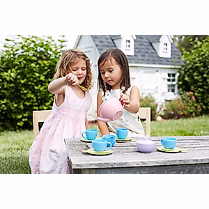 Green Toys Tea Set - BPA / Phthalates Free Play Toys for Gross Motor, Fine Skills Development. Kitchen Toys