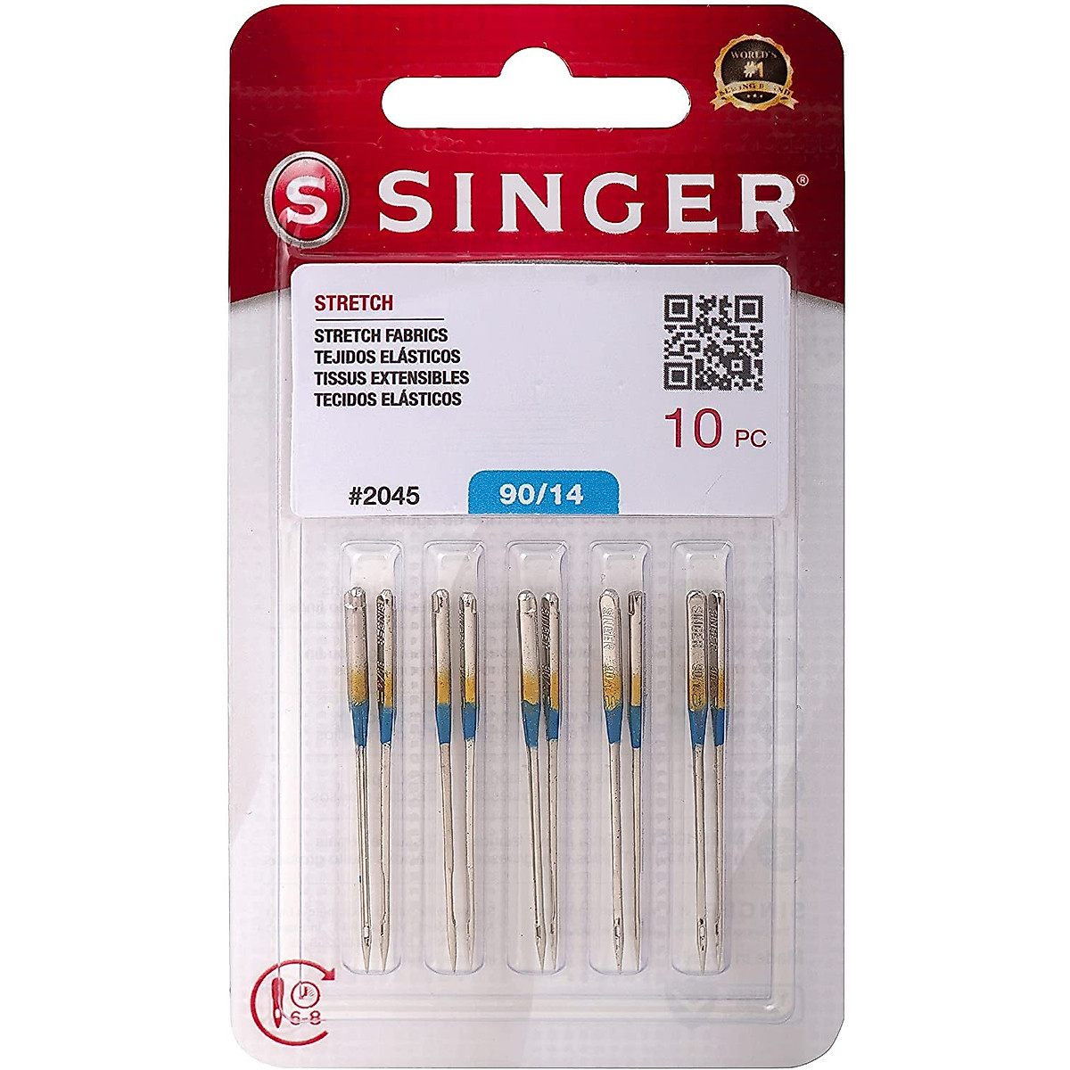 Singer 20 Counts :10-Pack Universal 2020 Sewing Machine Needles, Size 90/14 and Singer 10-Pack Stretch 2045 Sewing Machine Needles, Size 90/14 Bundle with Inceler Brand Plastic Bobbin