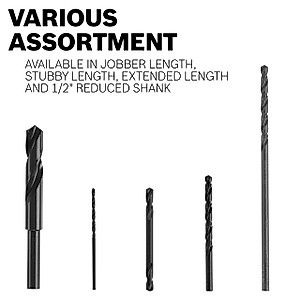BOSCH BL2162 1-Piece 35/64 In. x 6 In. Fractional Reduced Shank Black Oxide Drill Bit for Applications in Light-Gauge Metal, Wood, Plastic