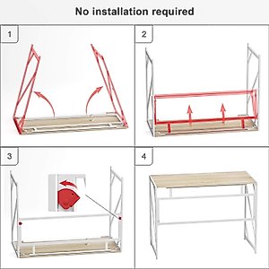 Elephance Folding Desk Writing Computer Desk for Home Office, No-Assembly Study Office Desk Foldable Table for Small Spaces
