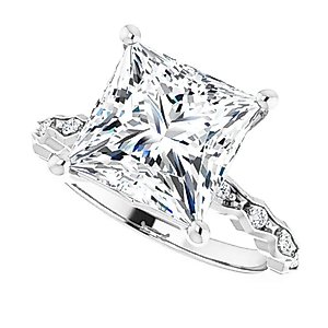 JEWELERYIUM 4 CT Princess Cut Colorless Moissanite Engagement Ring, Wedding/Bridal Ring Set, Solitaire Halo Style, Solid Sterling Silver Vintage Antique Anniversary Promise Rings Gifts for Her (6)