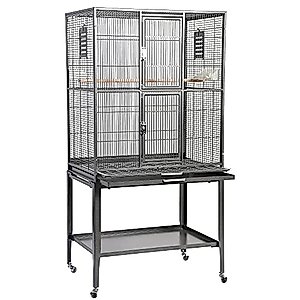 Brisbane Cage (Black) - Large Spacious Durable Metal Cage - for Sugar Gliders, Chinchillas, Squirrels, Ferrets & Other Small Pets