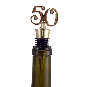 Gold Toned Metal 50 Charm Top Wine Bottle Stopper, 3 1/2 Inch